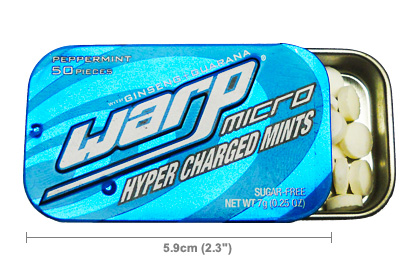 Warp Micro Peppermint Energy Mints - Hyper-charged & Sugar-free!